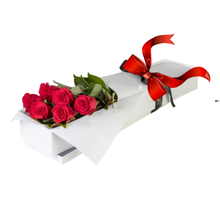 6 Red Roses in Presentation Box – Rose Espresso Florist