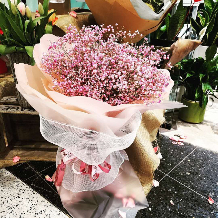 Pink Baby's Breath Bouquet – Rose Espresso Florist